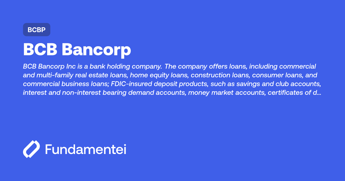 BCBP - BCB Bancorp | Fundamentei