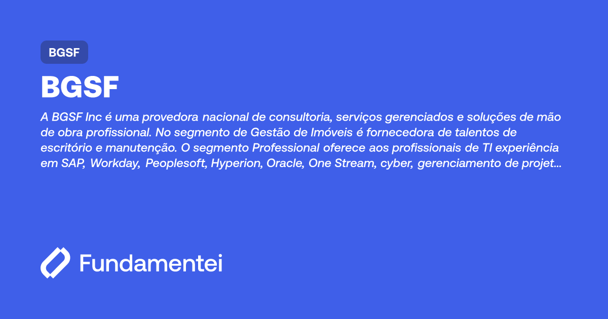 BGSF - BGSF | Fundamentei