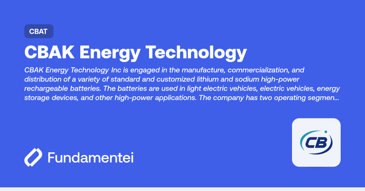 CBAT - CBAK Energy Technology | Fundamentei