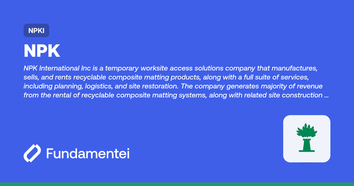 NPKI - NPK International | KPIs | Fundamentei