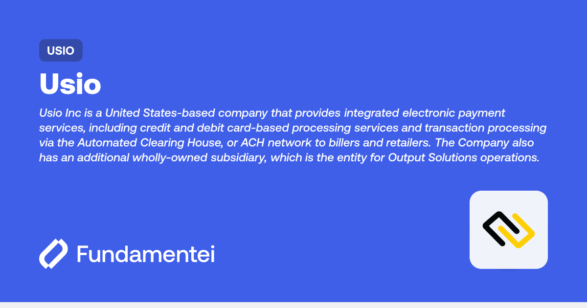 USIO - Usio | Fundamentei